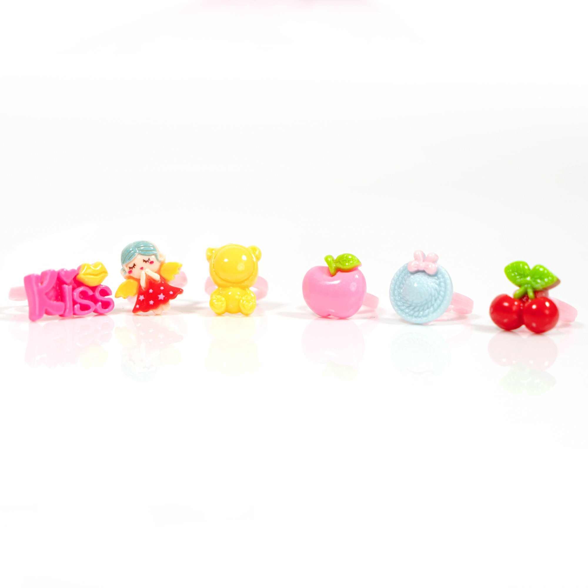 50 Pieces Kids Rings, Little Girls Cute Design Rings Set in the Box ...