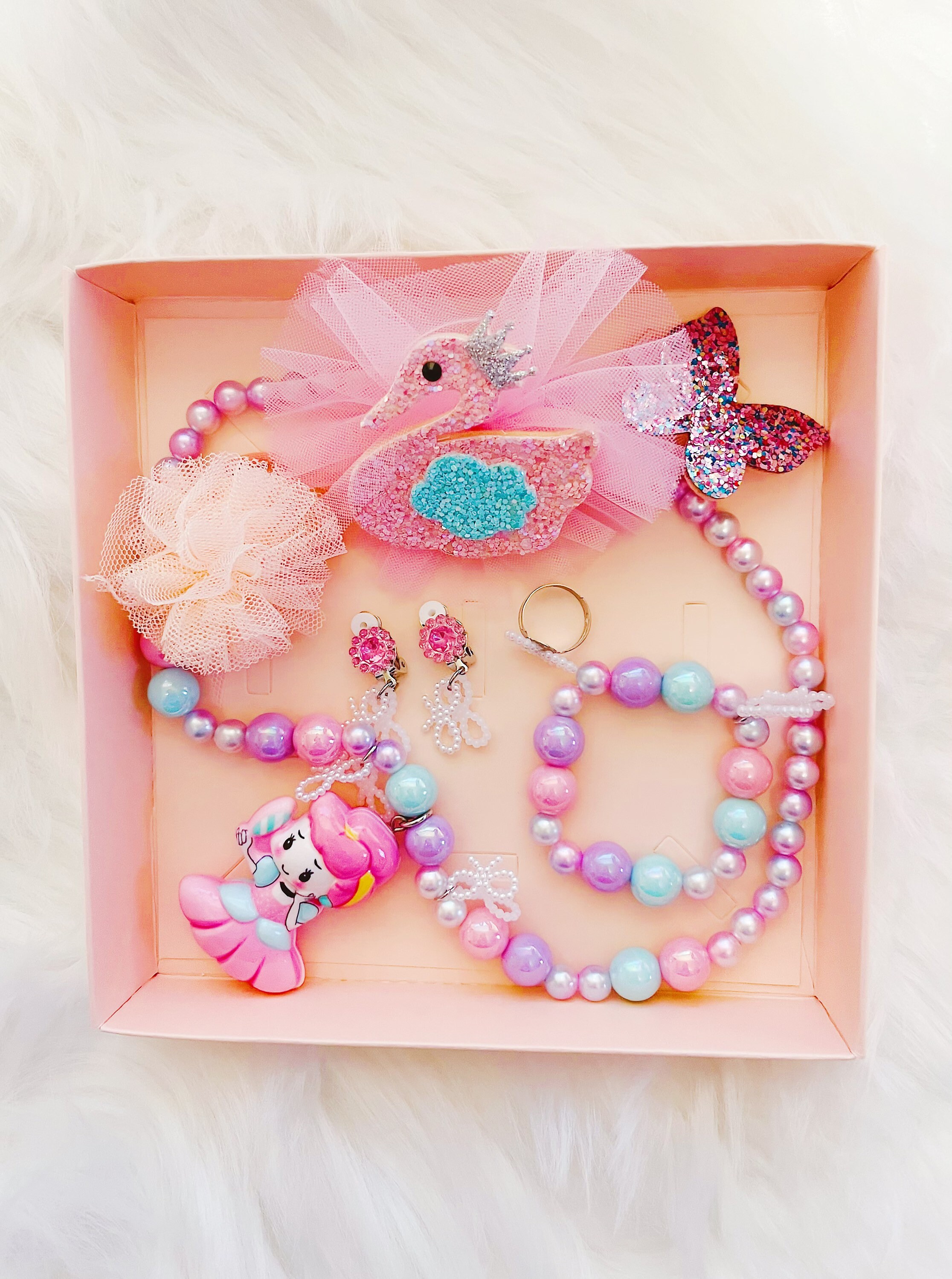 Kids Jewelry Set in the Box, 8 Pcs Cute Little Girls Princess Necklace ...