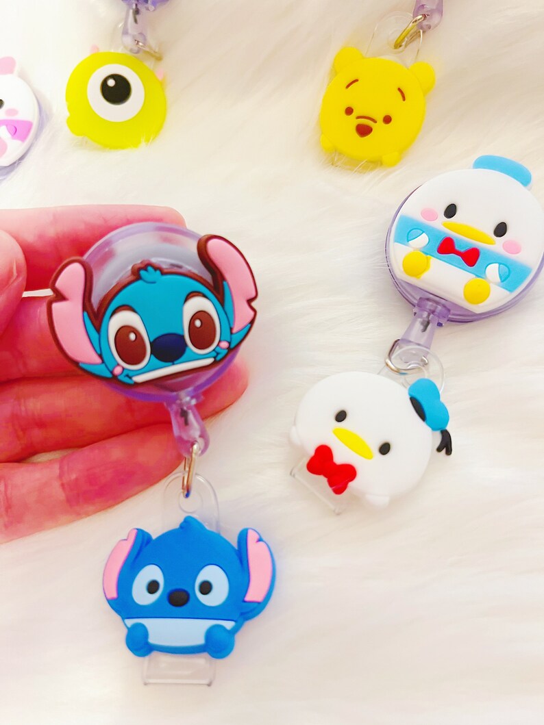 Cartoon ID Badge Clip,cute Kawaii Cartoon Character Retractable ID ...