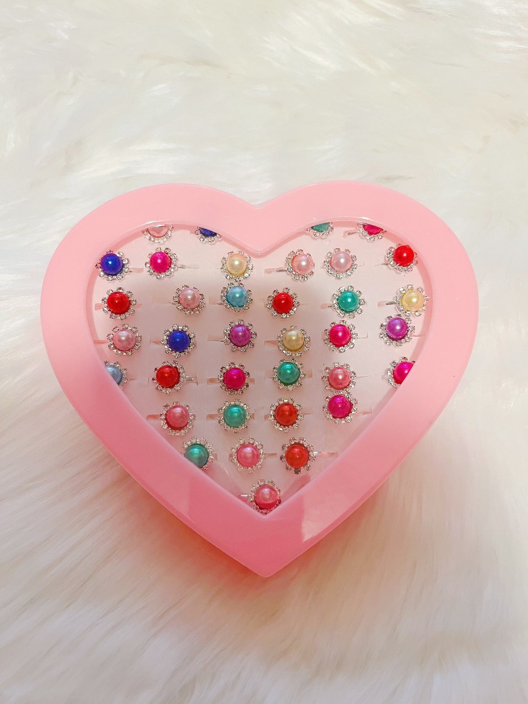 Little Girls Jewel Rings,36 Pcs Little Girls Princess Pearls Adjustable ...