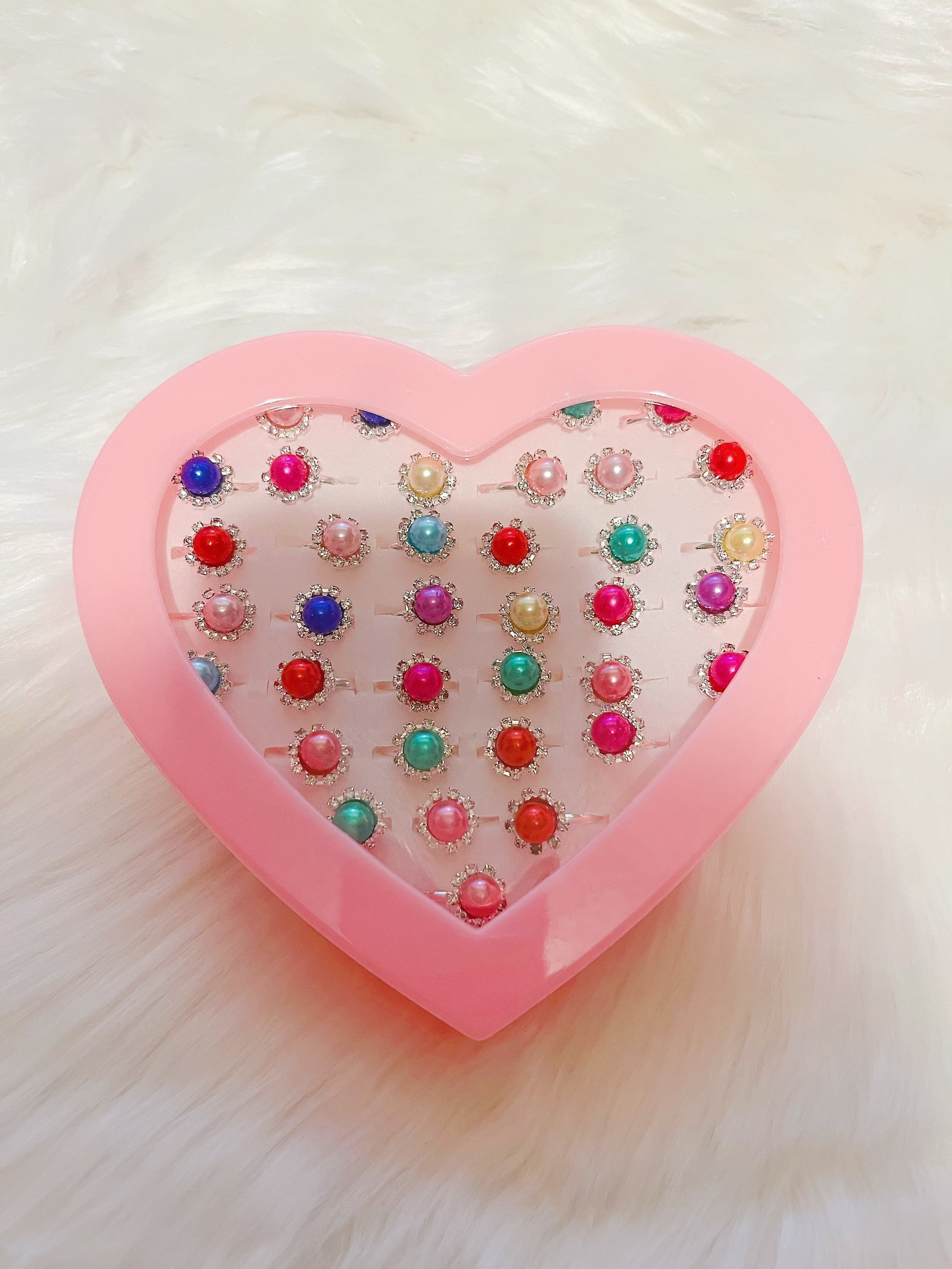 Little Girls Jewel Rings,36 Pcs Little Girls Princess Pearls Adjustable ...