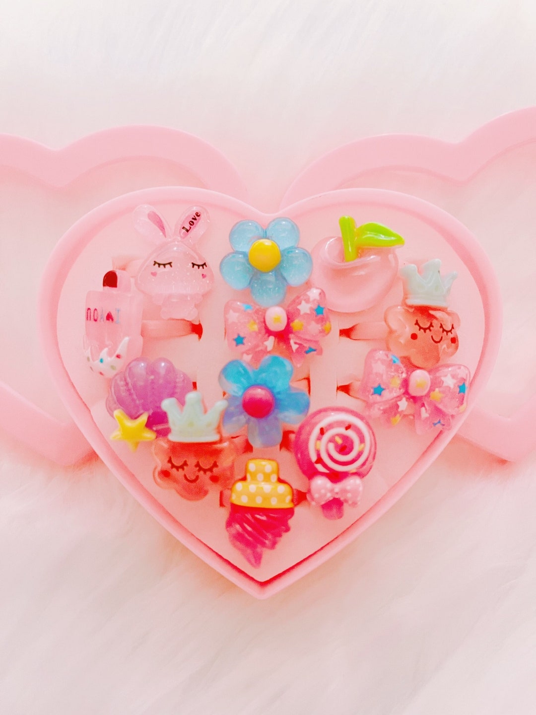 12 Pieces Kids Rings Little Girls Cute Design Rings Set in - Etsy