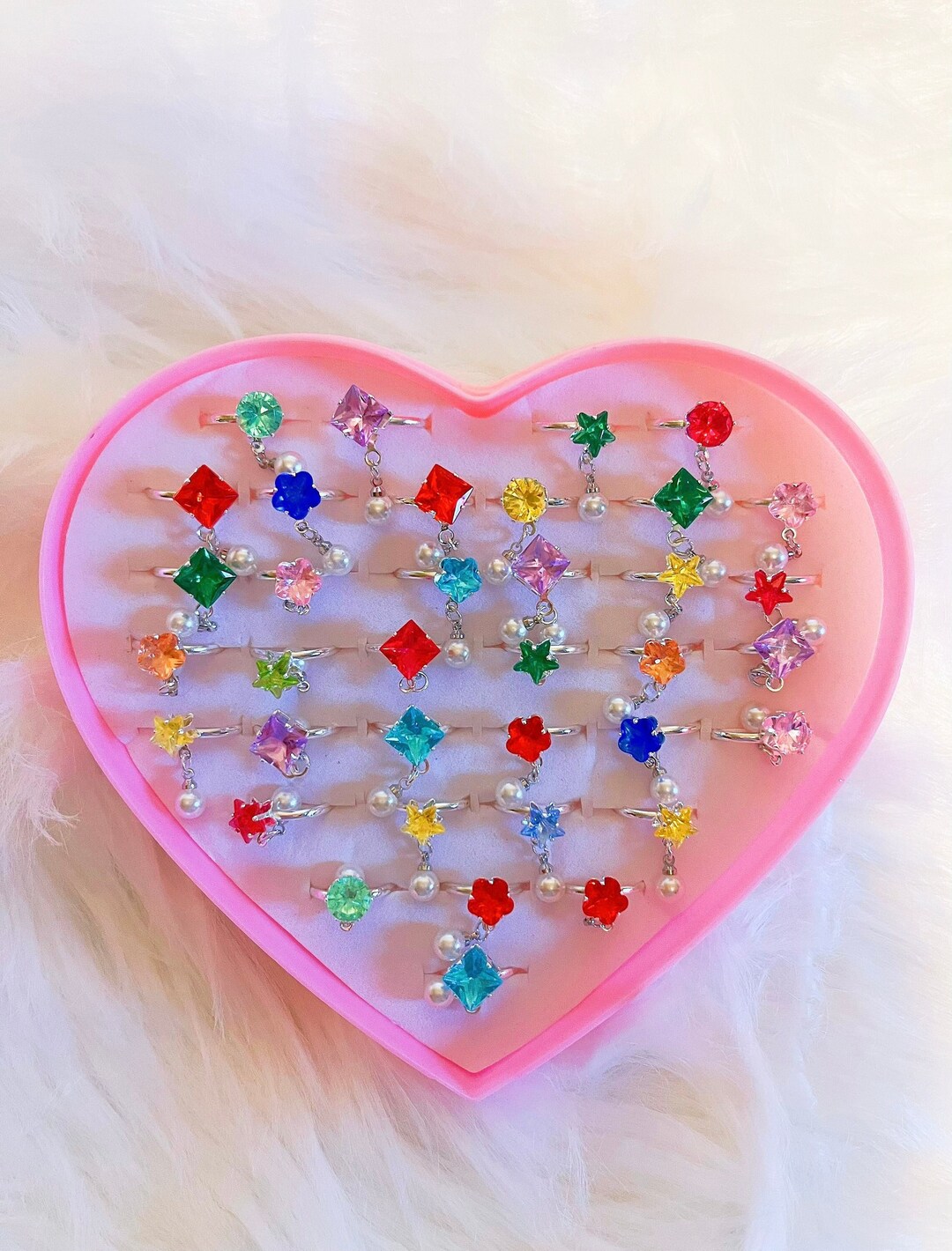 Little Girls Jewel Rings,36 Pcs Little Girls Princess Rhinestone Gem ...