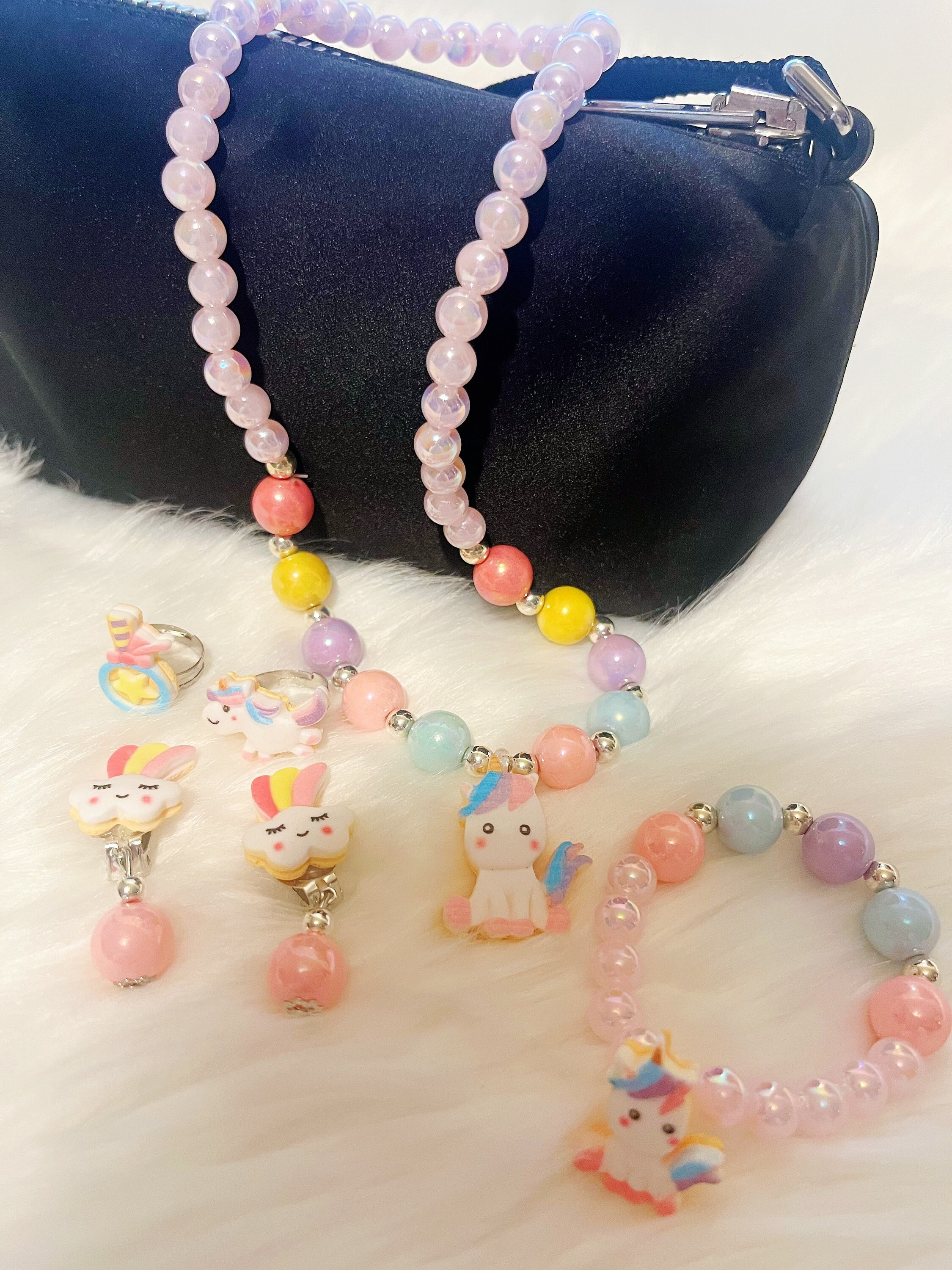 Little Girls Jewelry Set,6 Pieces Little Girls Rainbow Color Beads ...