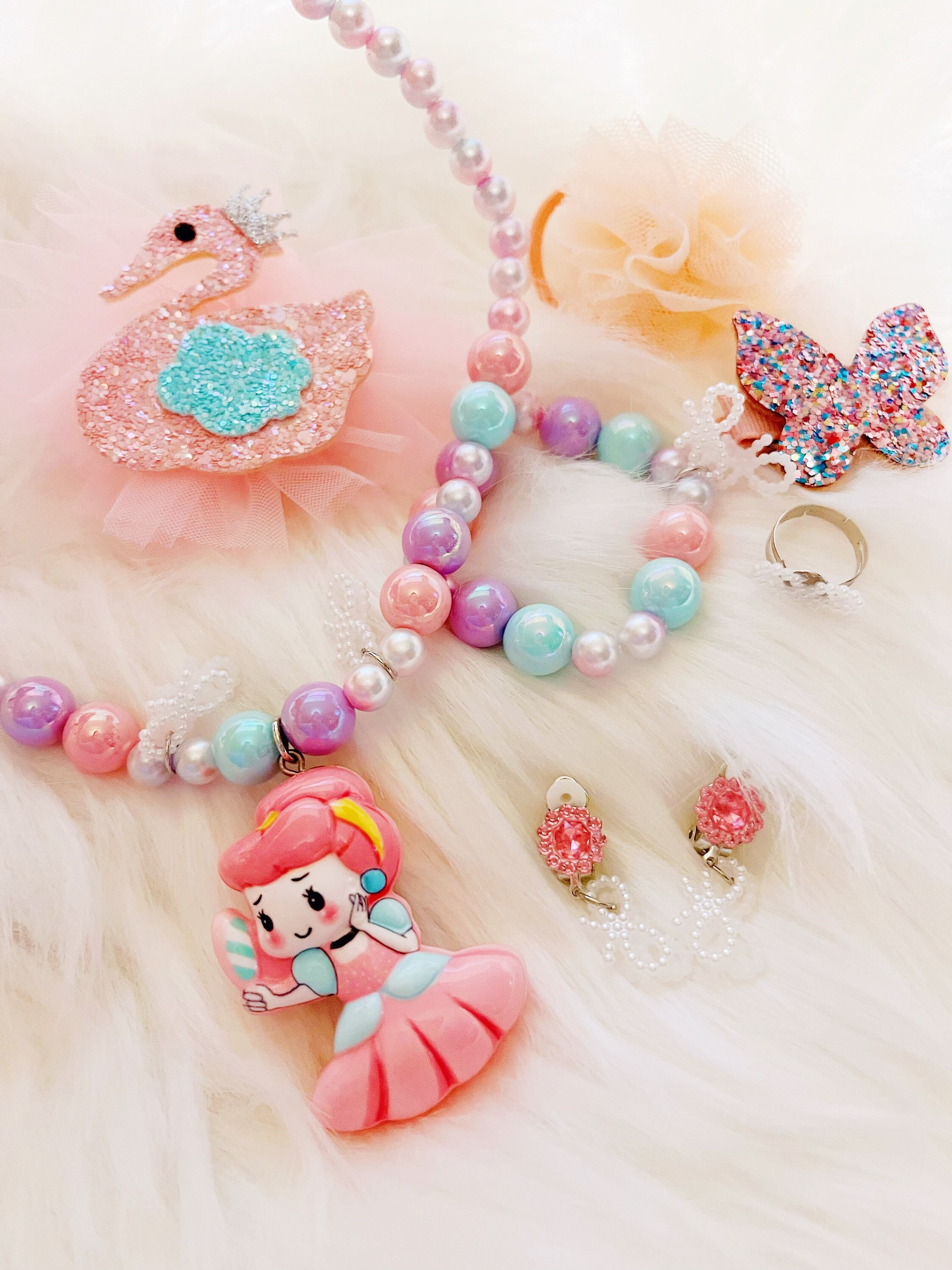 Kids Jewelry Set in the Box, 8 Pcs Cute Little Girls Princess Necklace ...