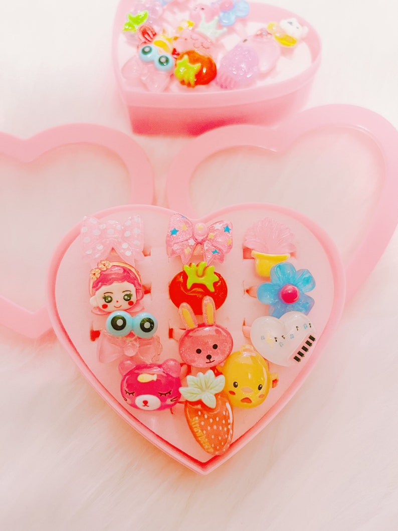 12 Pieces Kids Rings Little Girls Cute Design Rings Set in - Etsy