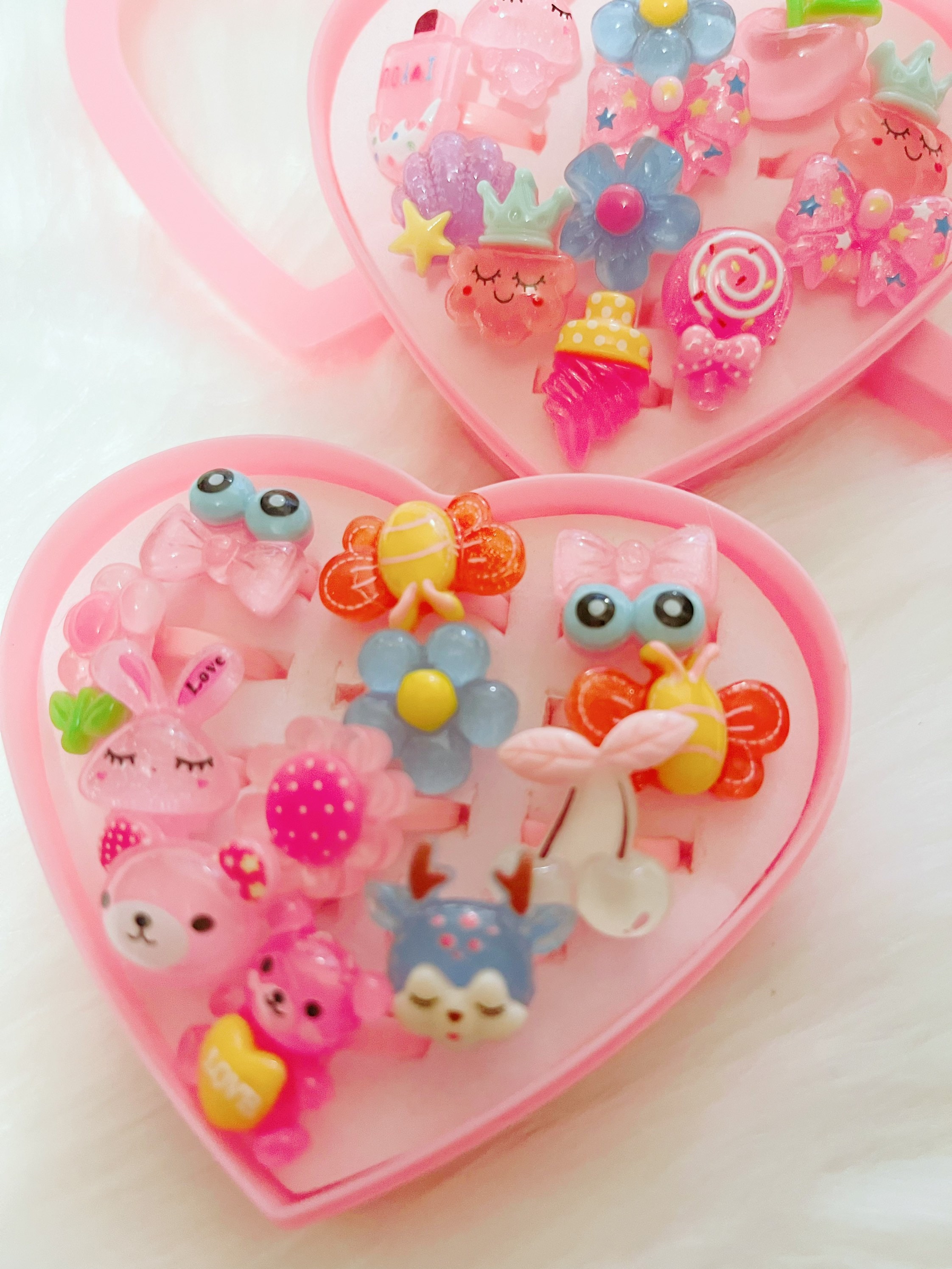 12 Pieces Kids Rings, Little Girls Cute Design Rings Set in the Box ...