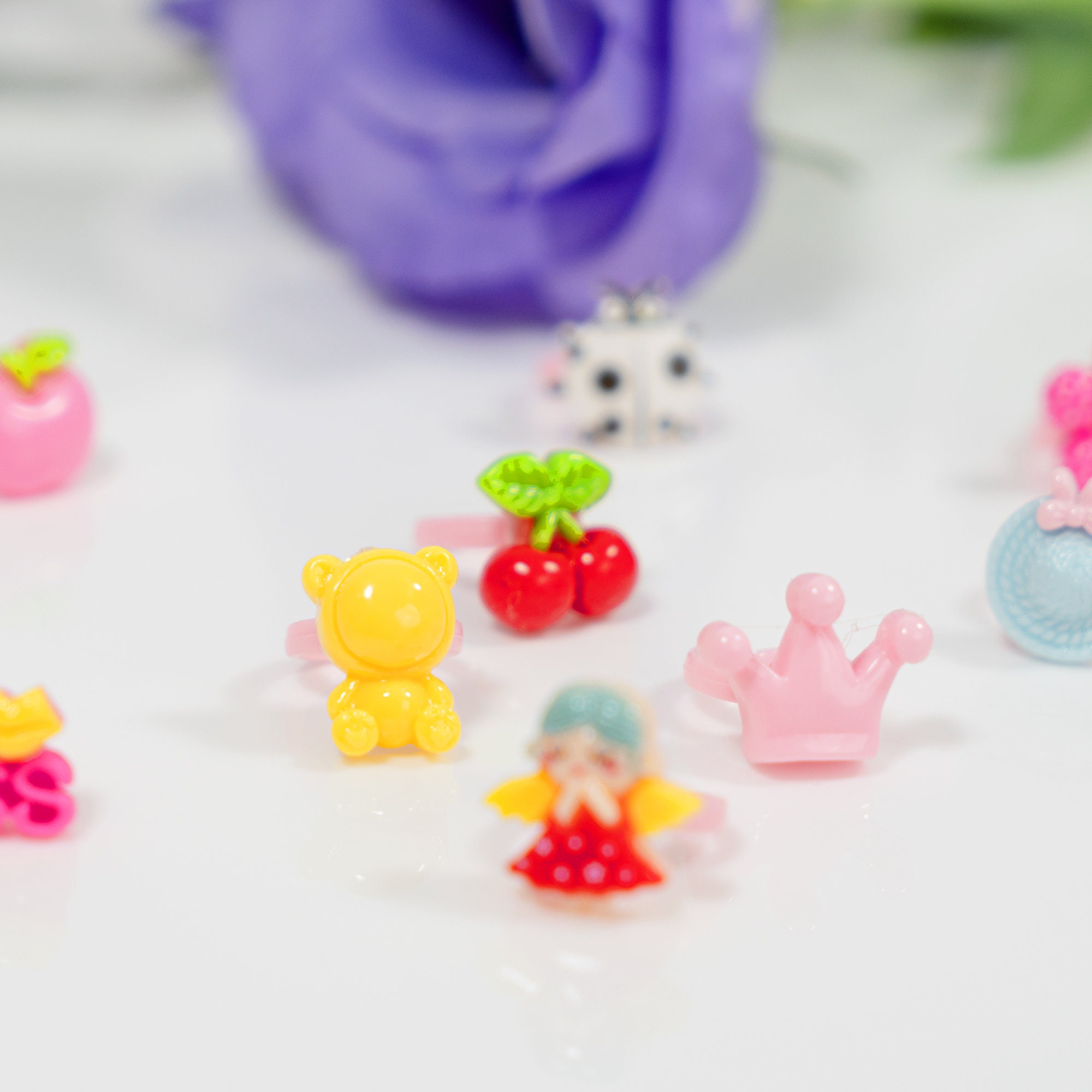 50 Pieces Kids Rings Little Girls Cute Design Rings Set in - Etsy