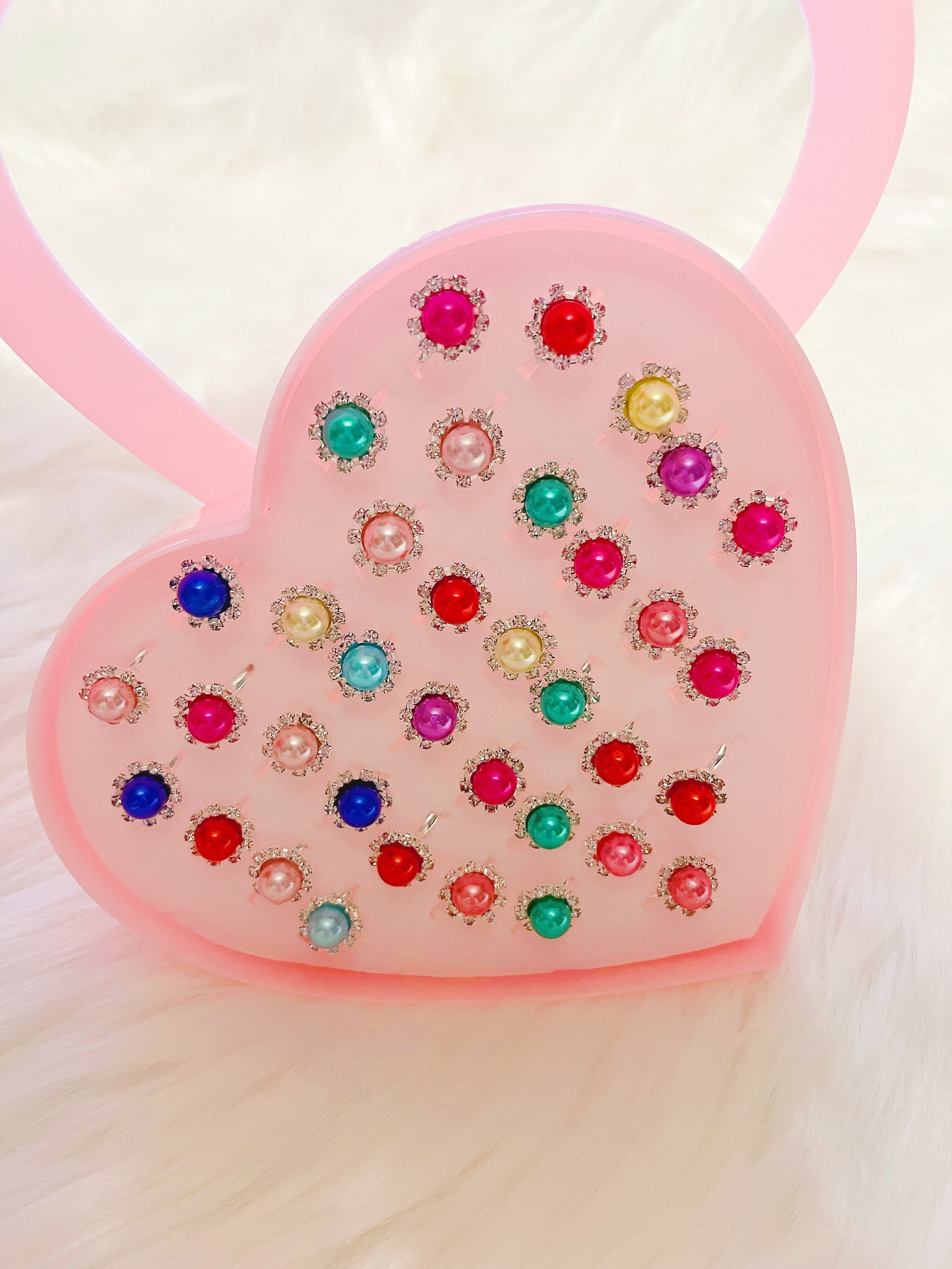 Little Girls Jewel Rings,36 Pcs Little Girls Princess Pearls Adjustable ...