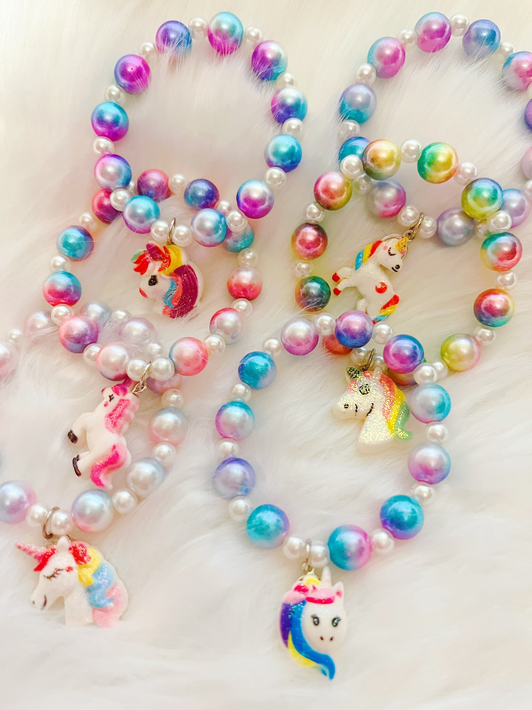 Kids Bracelets Set,9 Pcs Little Girls Rainbow Color Stretchy Beads ...