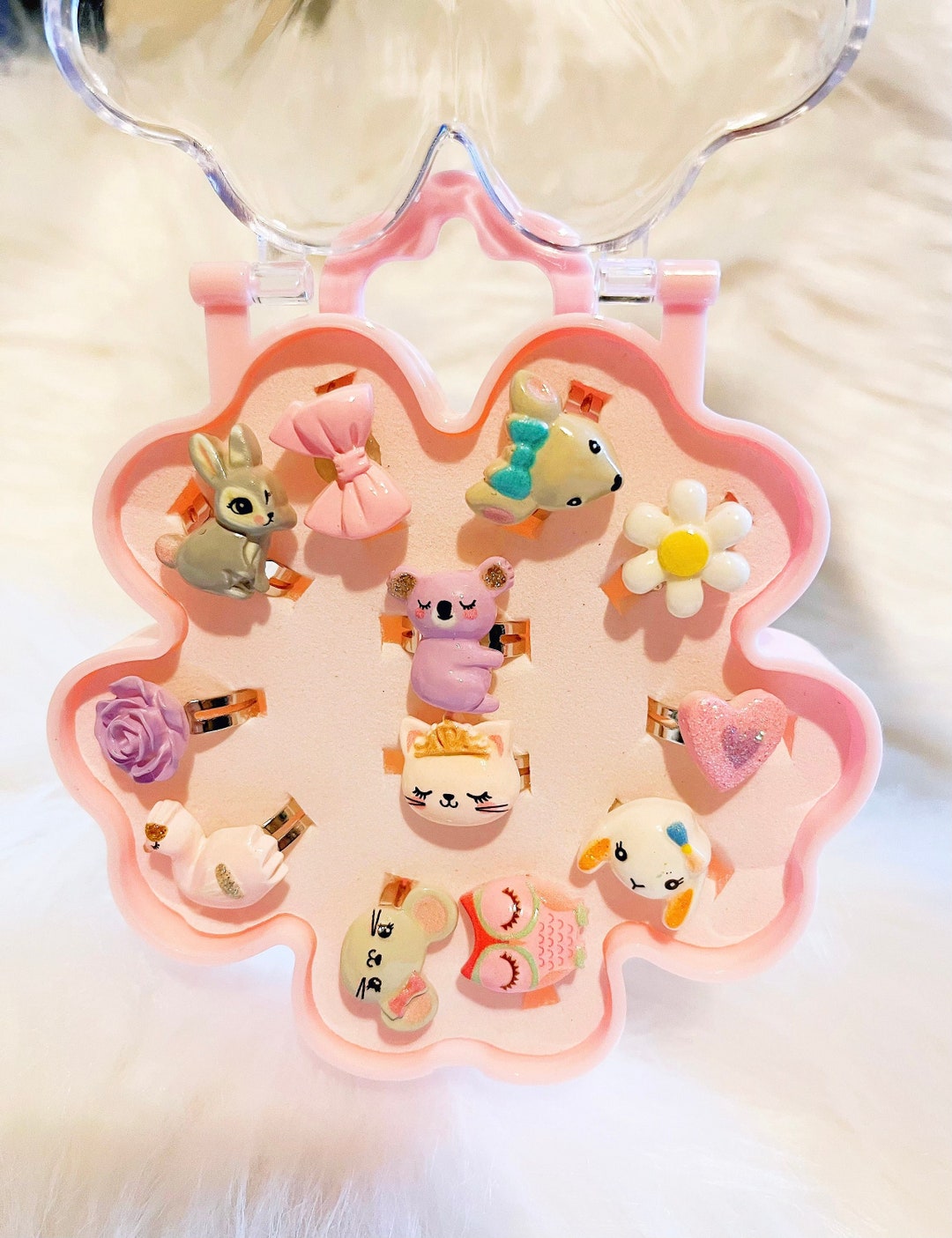 Kids Ring Set,12 Pcs Colorful, Super Cute, Adjustable,no Duplicate ...