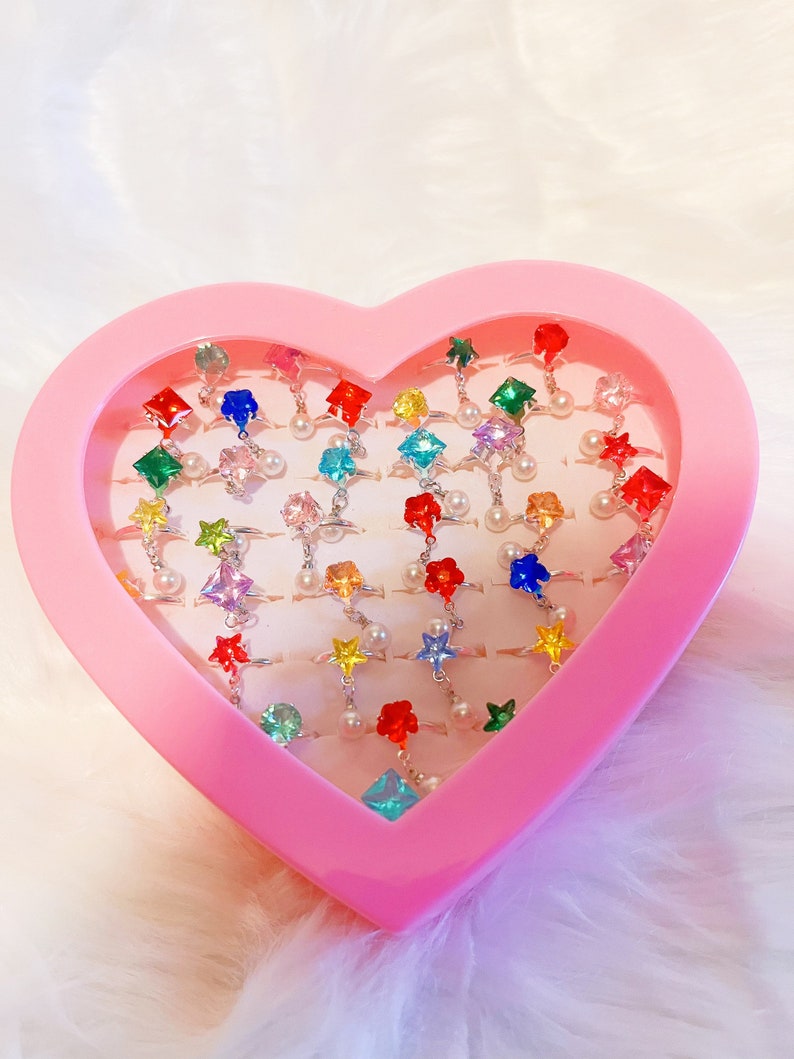Little Girls Jewel Rings,36 Pcs Little Girls Princess Rhinestone Gem ...