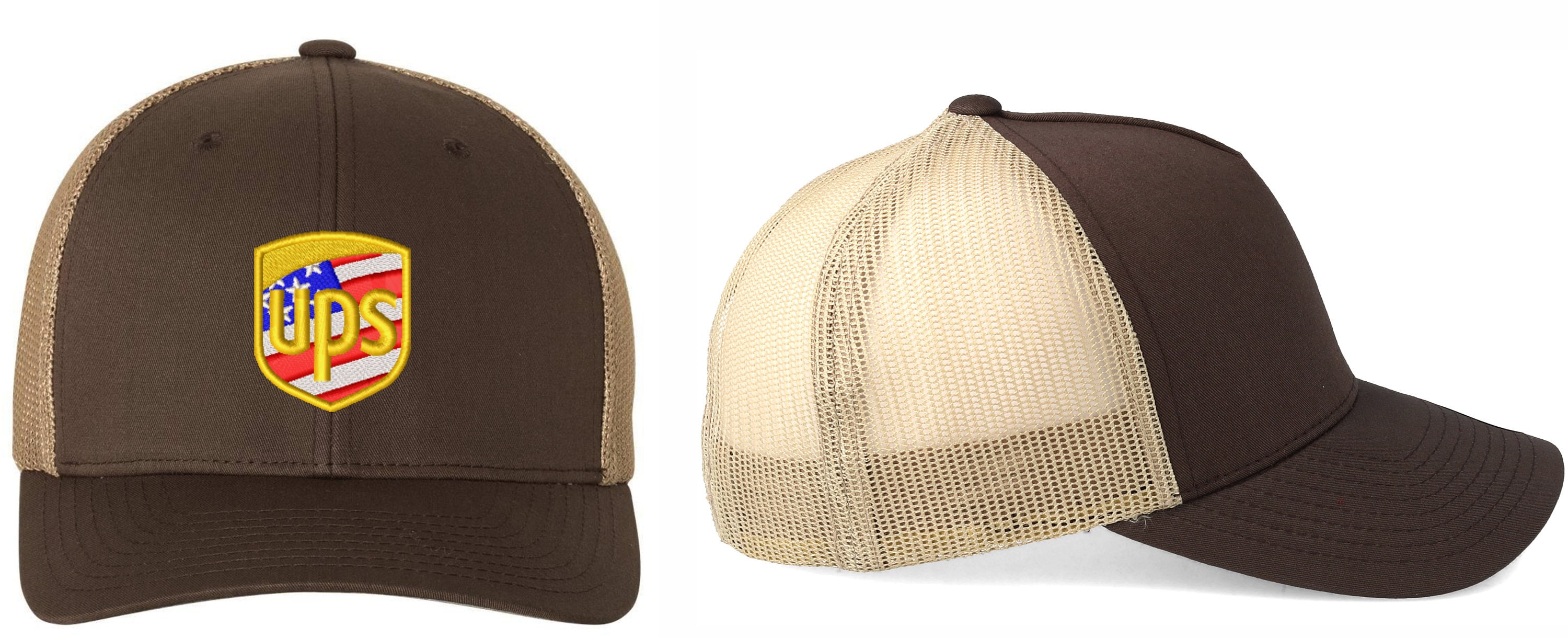 Custom UPS USA Flag Hats Caps 112 Richardson Flex Fit 210 Flat Bill ...