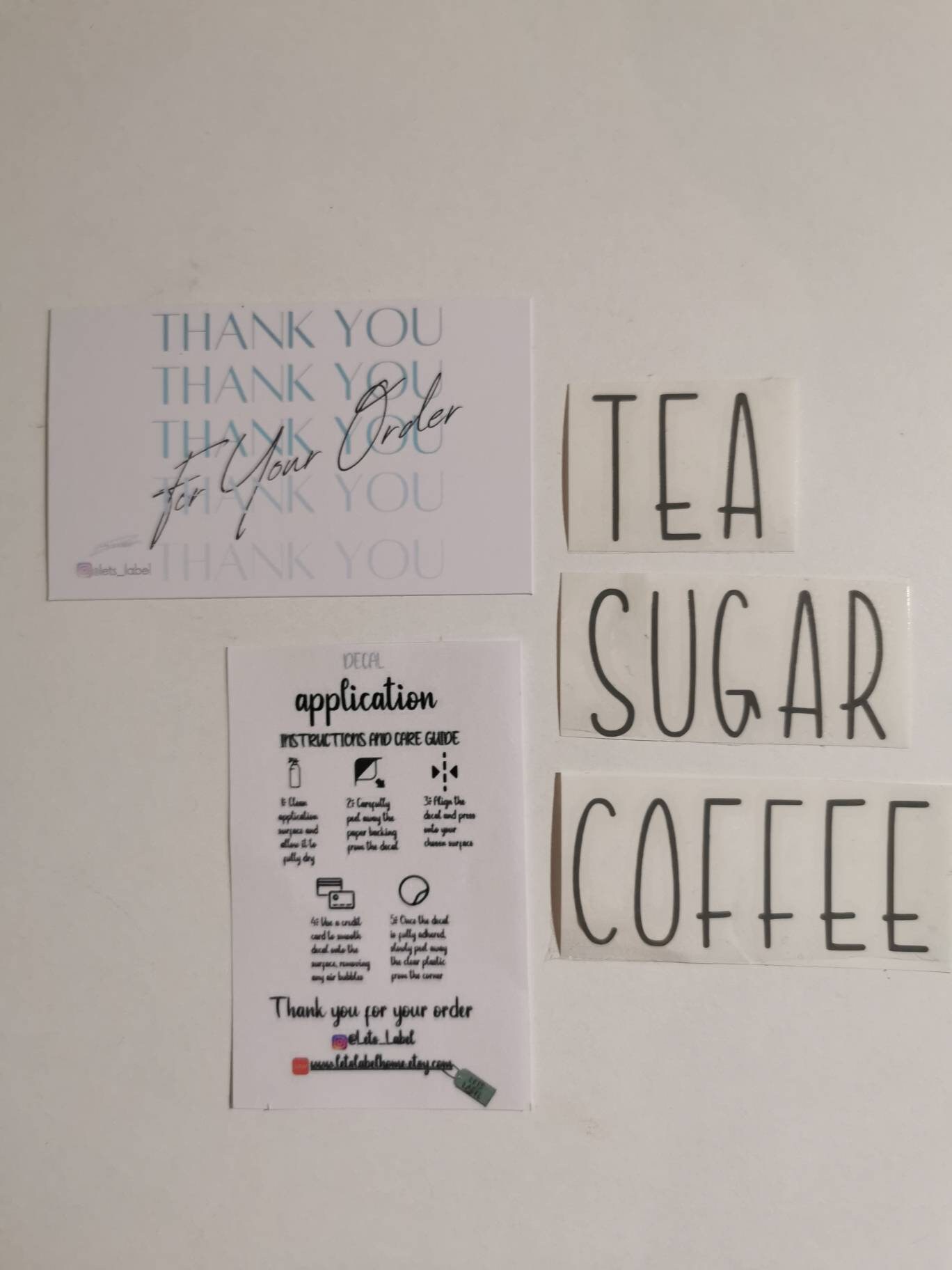 Tea Coffee Sugar Labels and Decals for kitchen storage home | Etsy