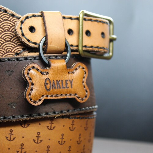 Custom Leather Dog Tag for Dogs Pet ID Personalized Engraved - Etsy