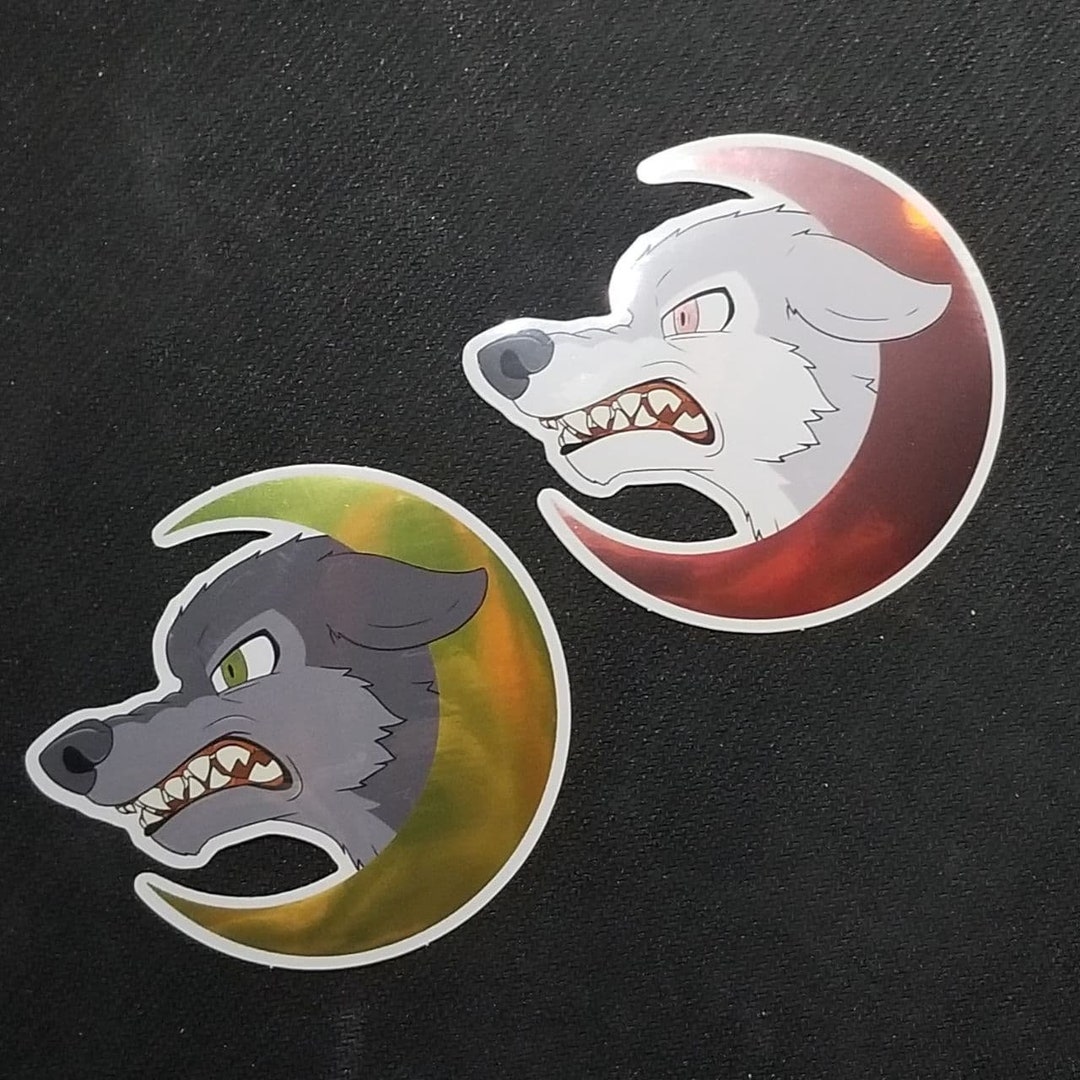 Wolf in the Moon Mirror Sticker - Etsy