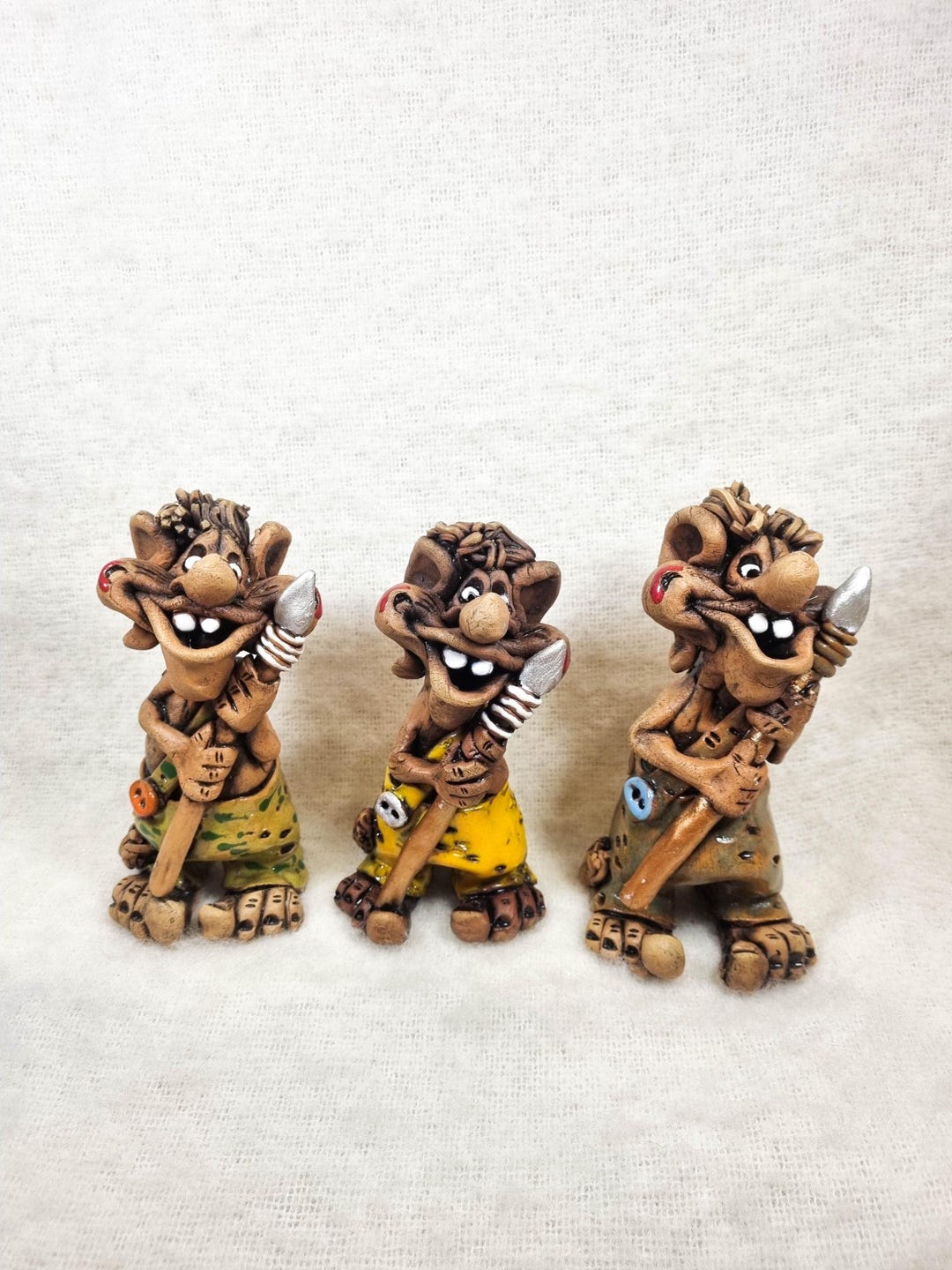Handmade Clay Troll Figurine – Rustic Troll Statue With Spear - Etsy