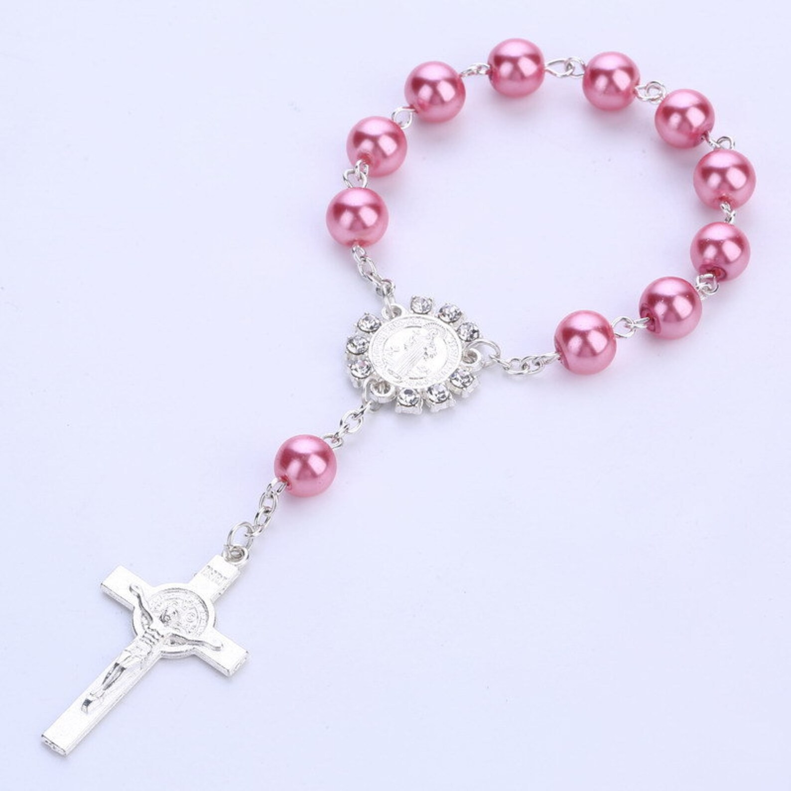 Mini Small Pocket Rosary Beads Pearl Crucifix Medal Catholic - Etsy