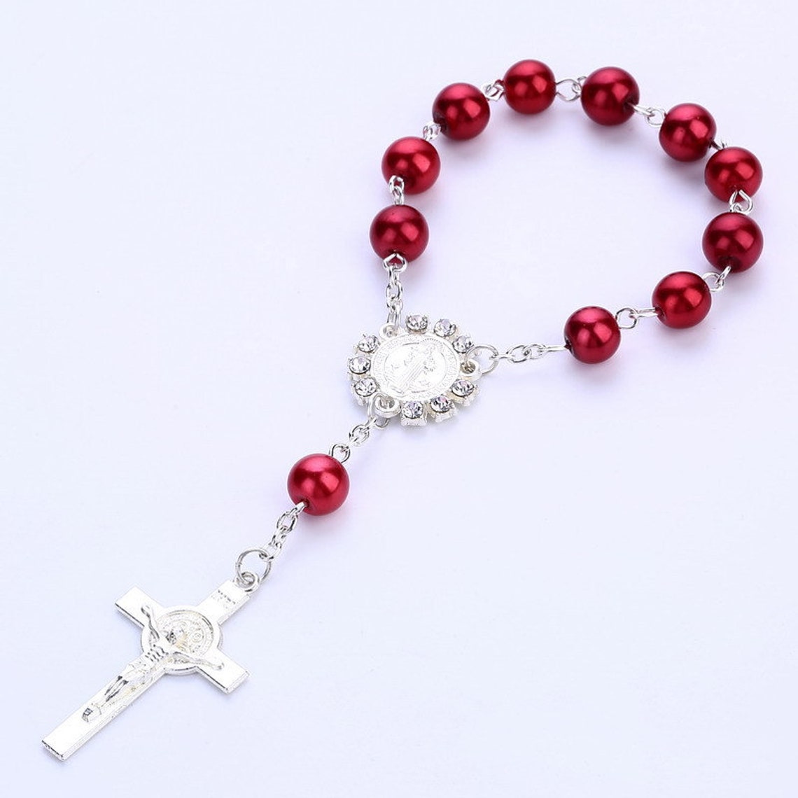 Mini Small Pocket Rosary Beads Pearl Crucifix Medal Catholic - Etsy