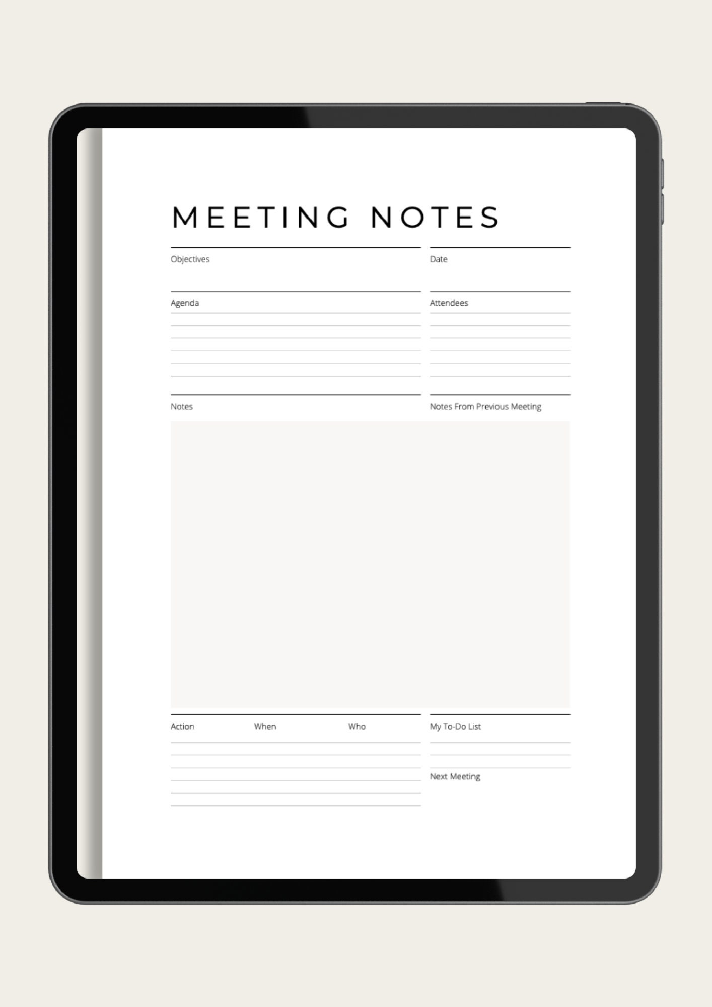 Meeting Notes Simple Template Printable, Meeting Minutes, Meeting ...