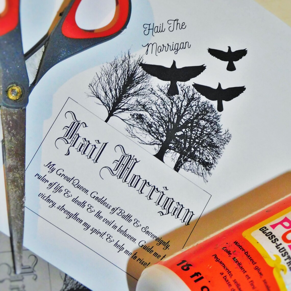 GODDESS MORRIGAN Printable Prayer Candle Label, 7 Day Candle Label ...