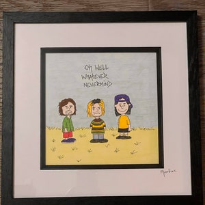 Nirvana Meets Peanuts Hand Drawn Original Framed Artwork With Handwritten Lyrics to Smells Like ...