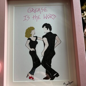 Grease Hand Drawn Original Framed Artwork of Danny & Sandy - Etsy