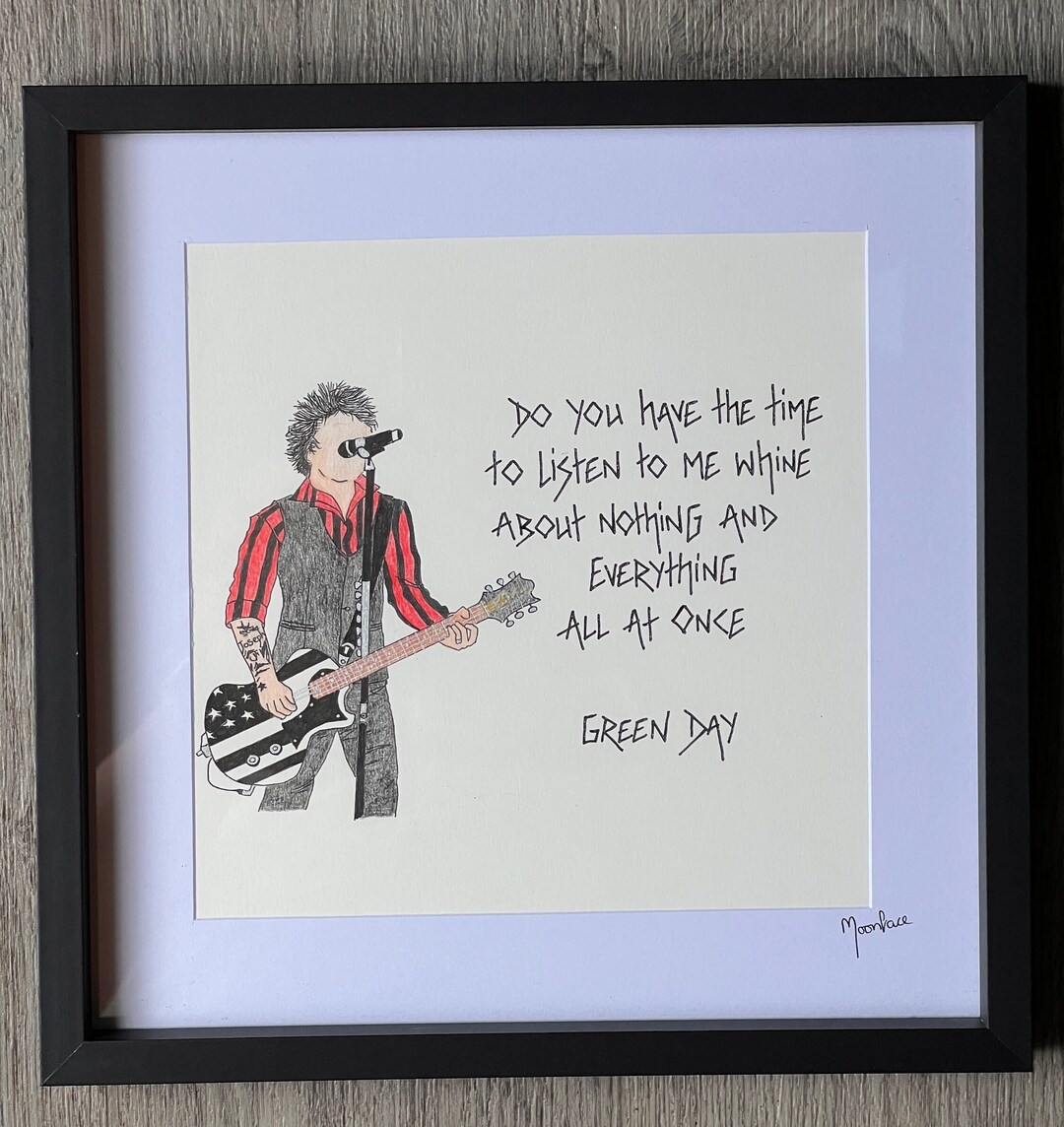 Green Day Hand Drawn Original Framed Artwork With Lyrics to - Etsy