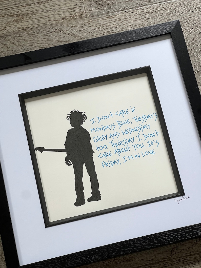 Robert Smith the Cure Art, 'friday I'm in Love' Lyrics, Framed Original ...