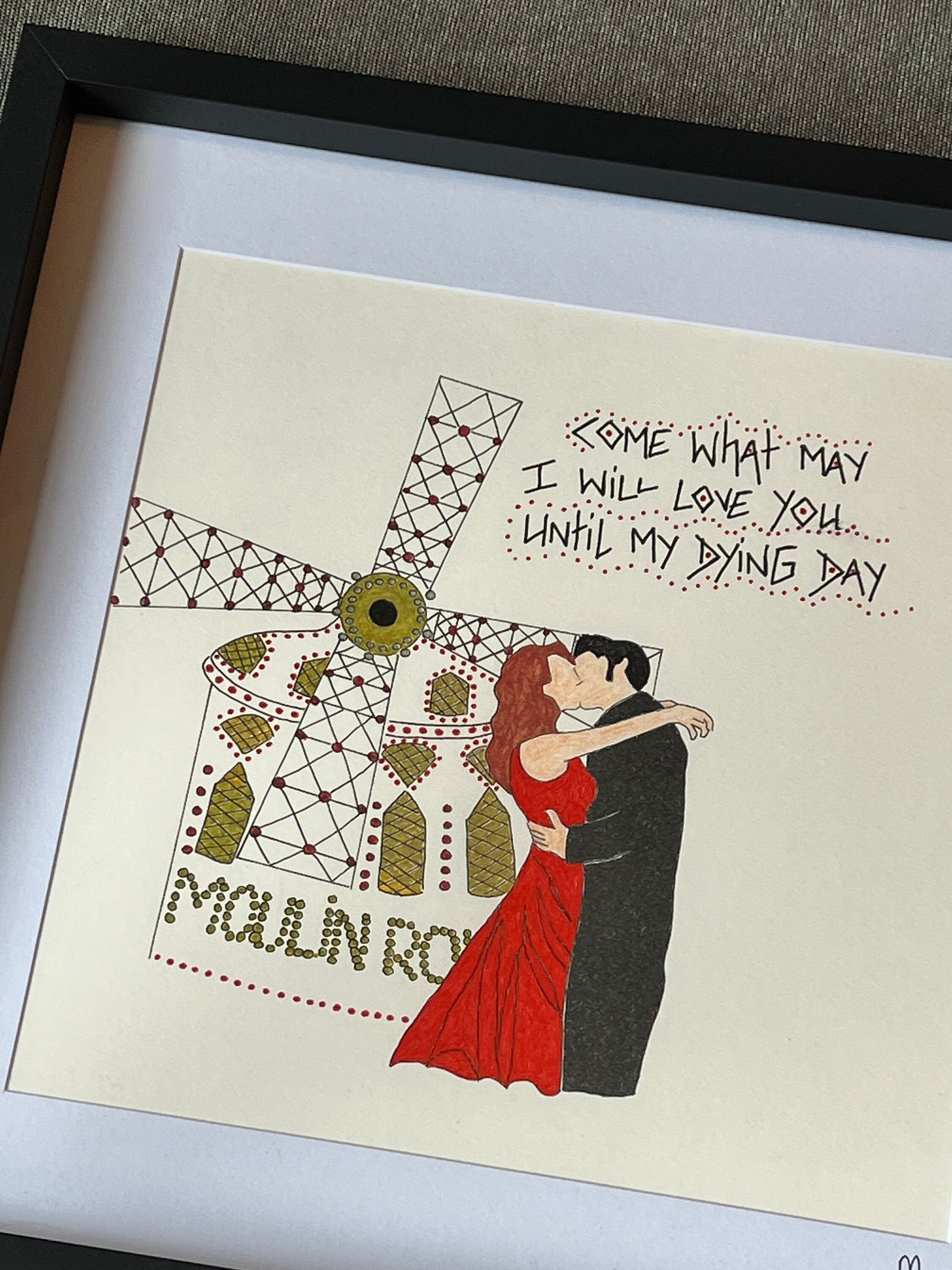 Moulin Rouge film Hand Drawn Artwork With Handwritten Lyrics From the ...