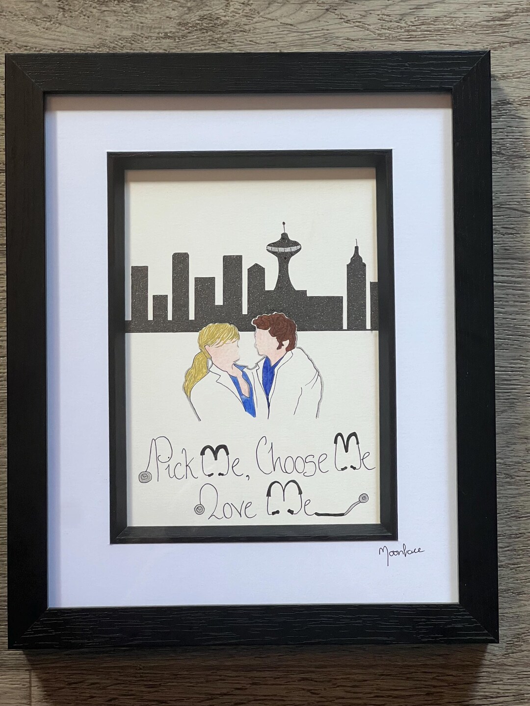 Greys Anatomy Inspired Drawing of Meredith and Mcdreamy With the Quote ...