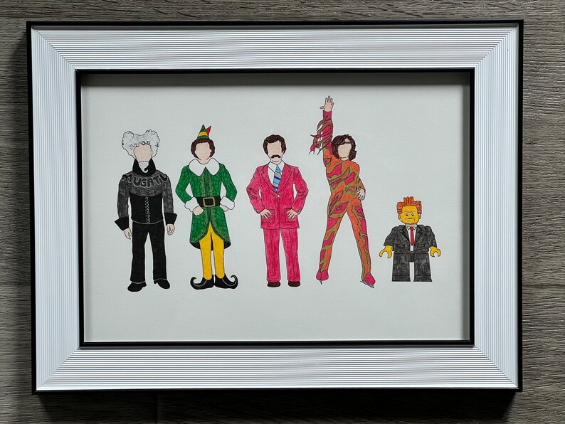 Will Ferrell Film Characters Hand Drawn from the Films Zoolander, Elf ...