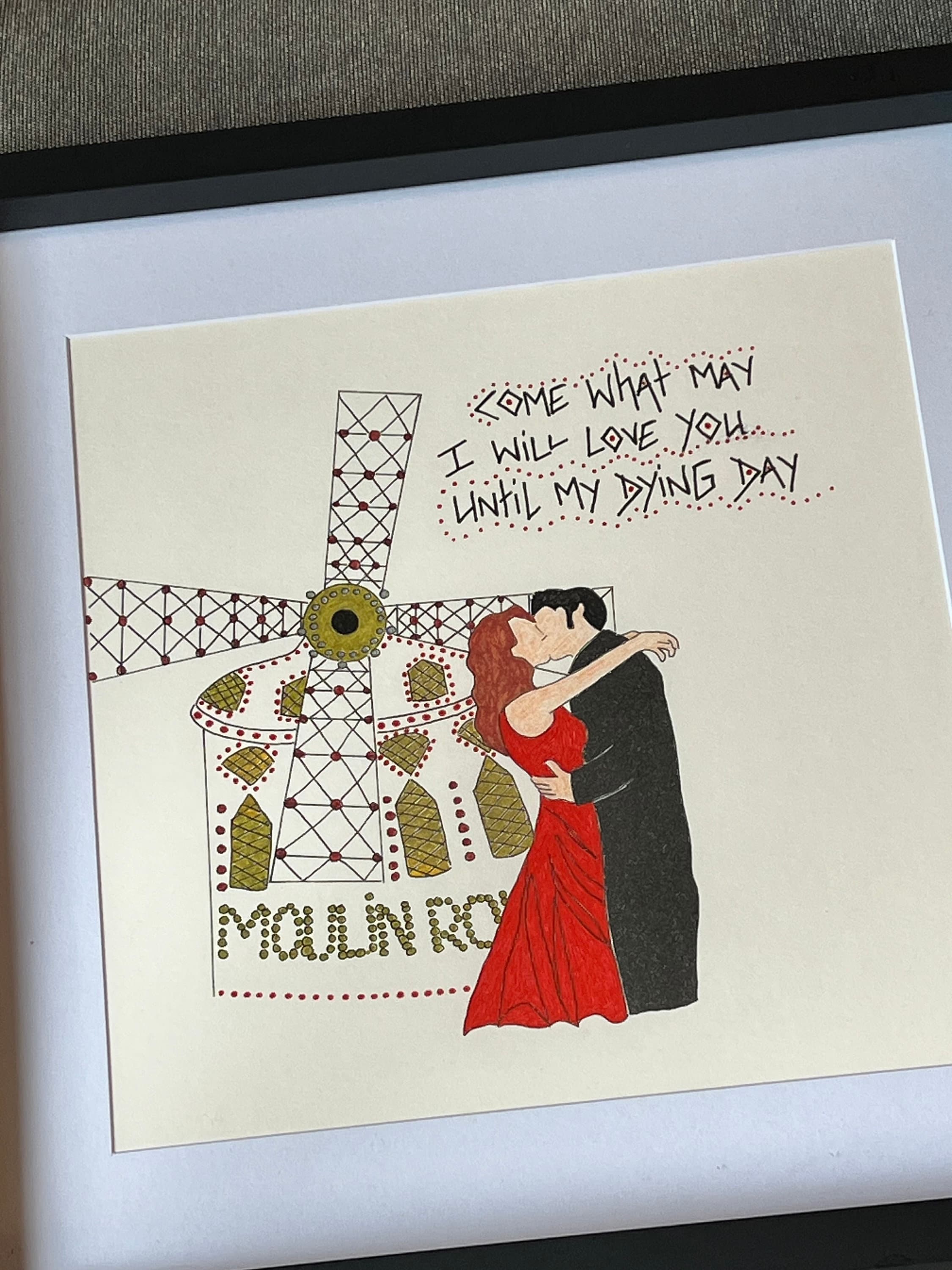 Moulin Rouge film Hand Drawn Artwork With Handwritten Lyrics From the ...