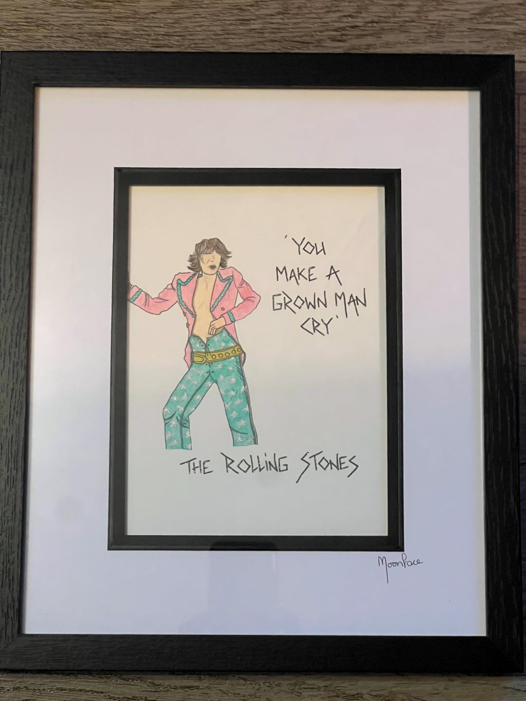 Mick Jagger Hand Drawn Framed Artwork With Handwritten Lyrics From ...