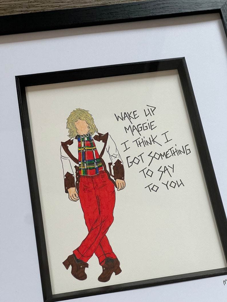 Rod Stewart Hand Drawn Original Framed Artwork With Handwritten Lyrics ...