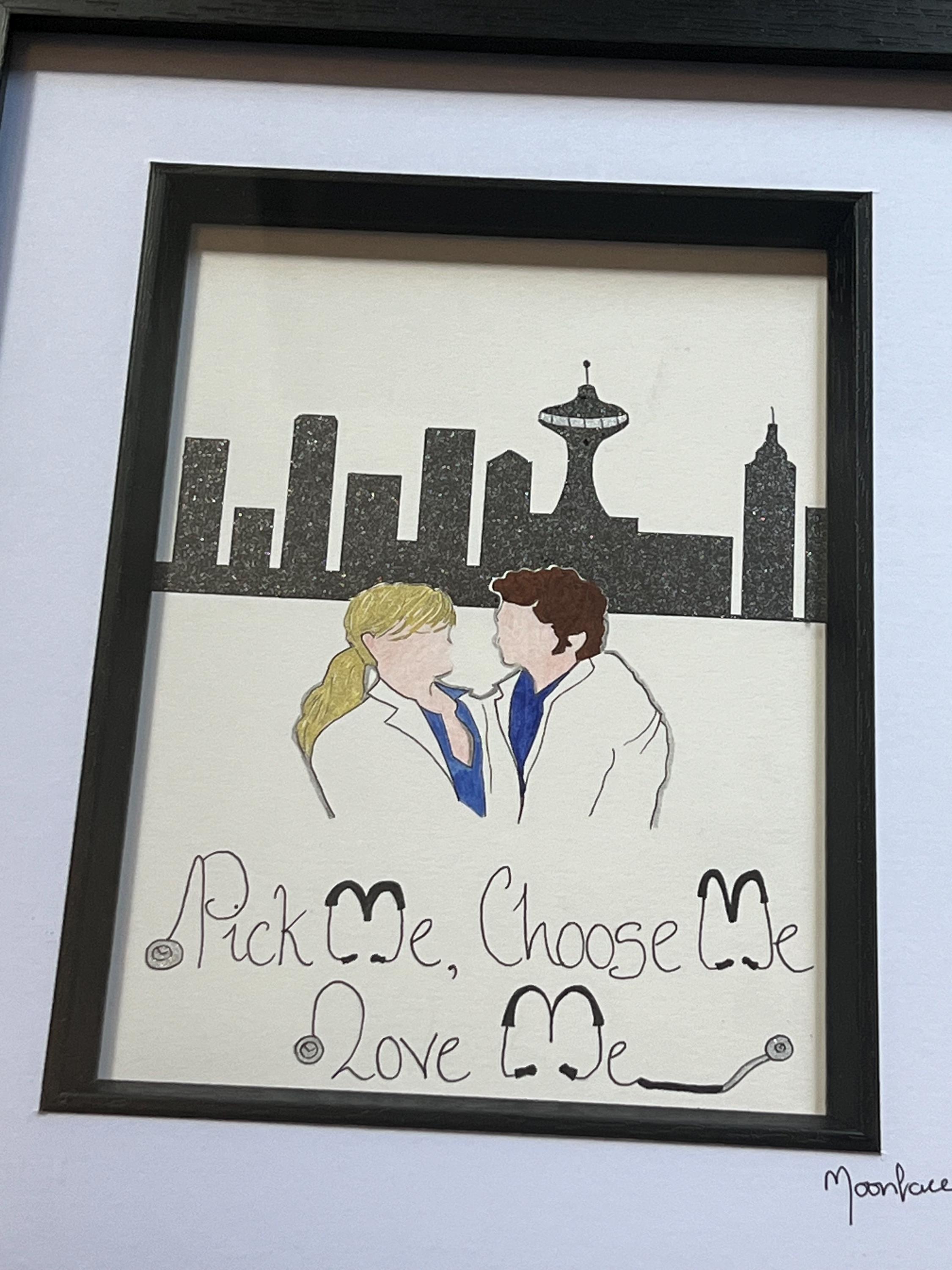 Greys Anatomy Inspired Drawing of Meredith and Mcdreamy With the Quote ...