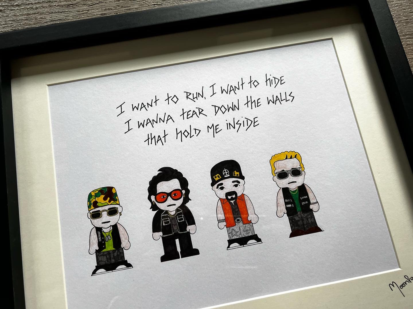 U2 Hand Drawn Original Framed Artwork With Lyrics to Streets - Etsy