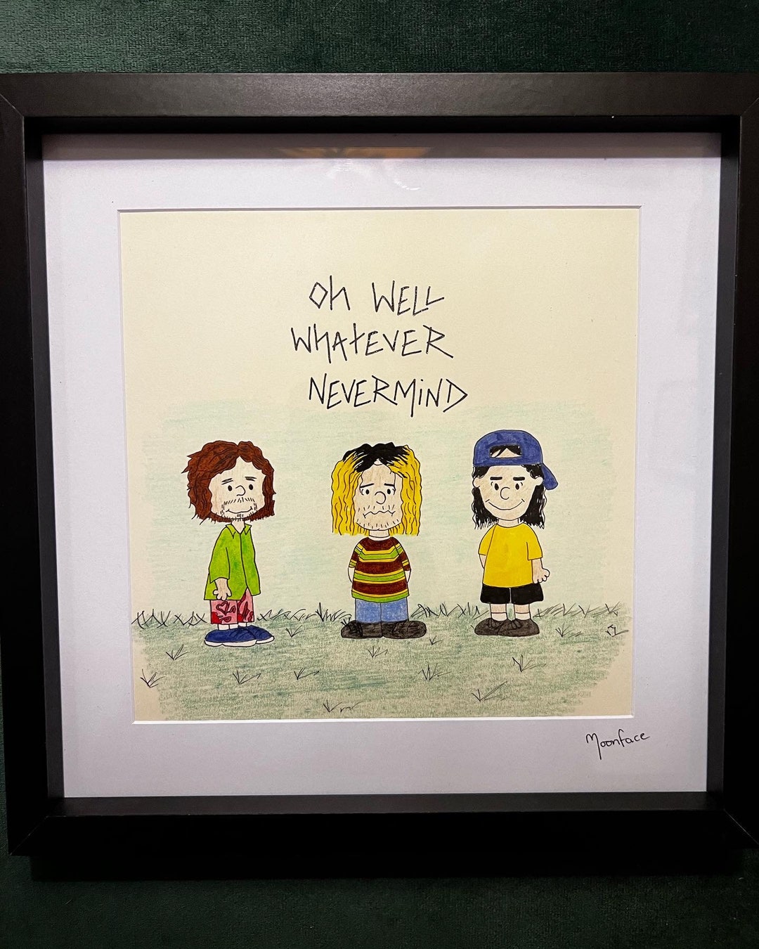 Nirvana Meets Peanuts Hand Drawn Original Framed Artwork With - Etsy