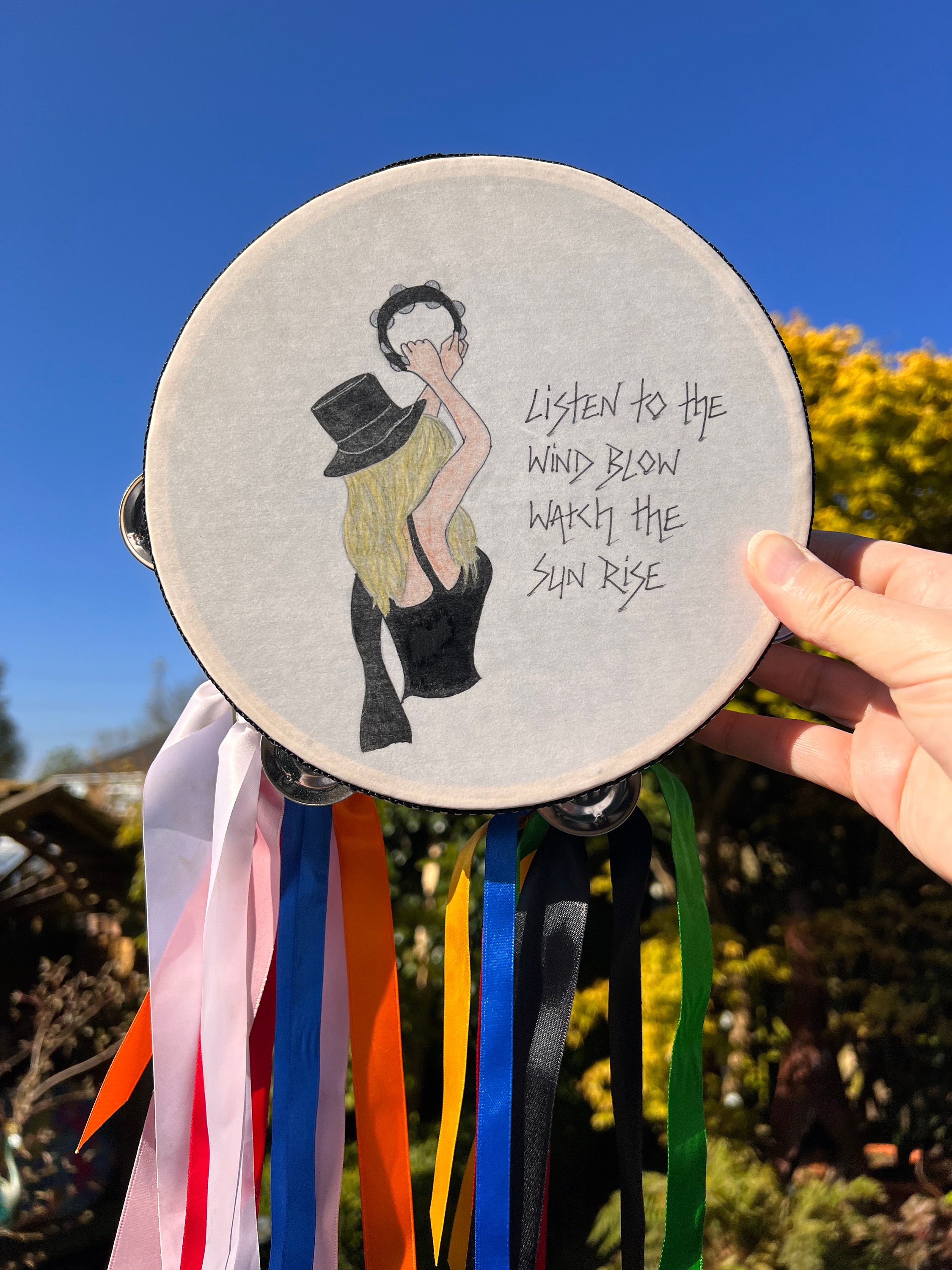 Hand Drawn Stevie Nicks Onto a Tambourine With Handwritten Lyrics to ...