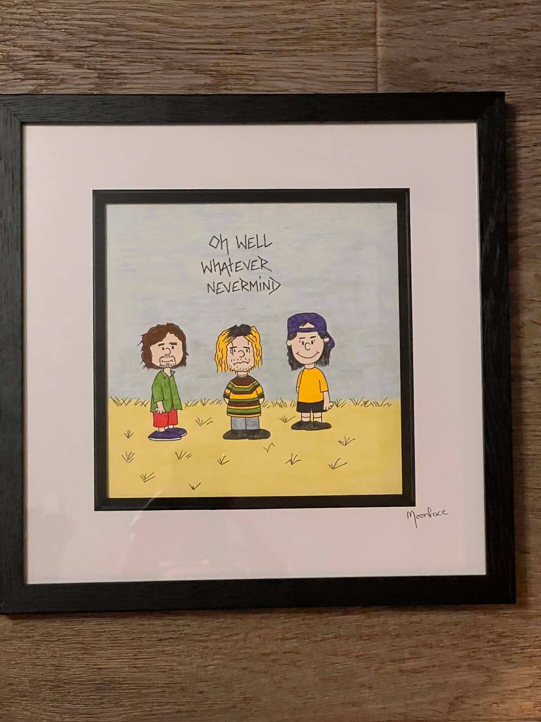 Nirvana Meets Peanuts Hand Drawn Original Framed Artwork With Handwritten Lyrics to Smells Like ...