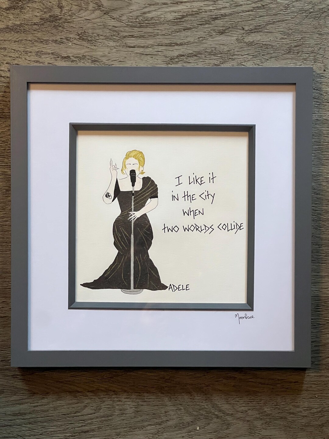 Adele Hand Drawn Original Artwork Framed and Mounted With Handwritten ...
