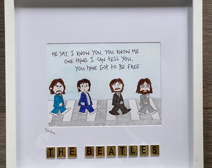 Beatles Abbey Road Cartoon Style Hand Drawn Original Framed Artwork - Etsy
