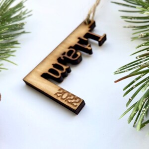 Initial With Name Ornament - Silas - Engraved Birch Wood - Made in USA ...