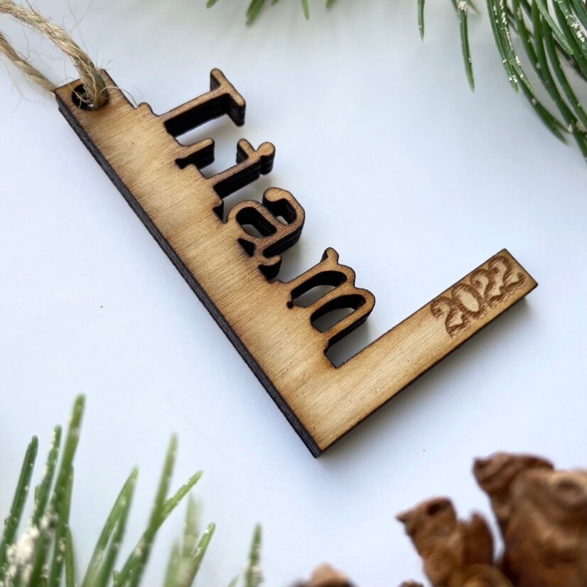 Initial With Name Ornament - Silas - Engraved Birch Wood - Made in USA ...