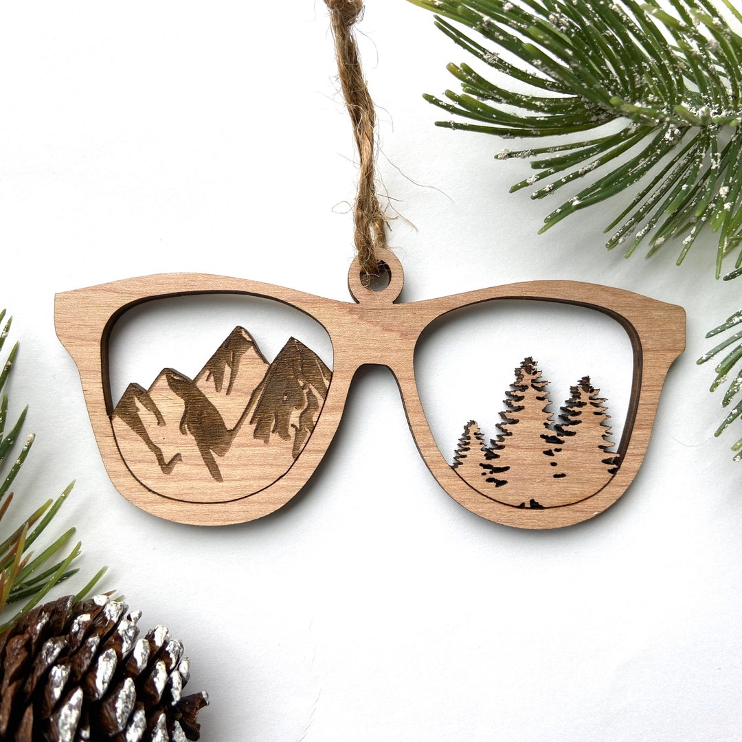 Glasses/sunglasses Trees and Mountains Christmas Ornament - Engraved ...