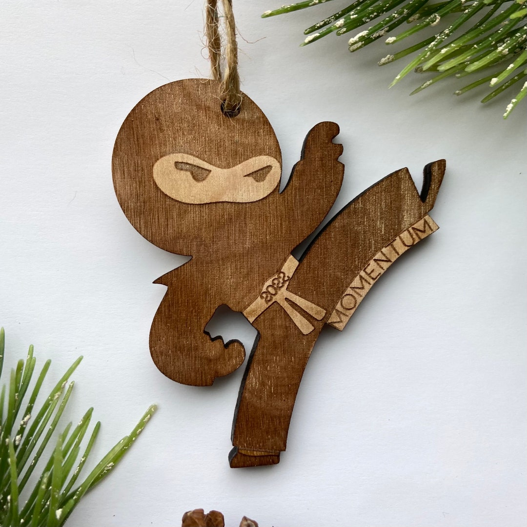 NINJA Personalized Engraved Wood Christmas Ornament - KARATE Engraved ...