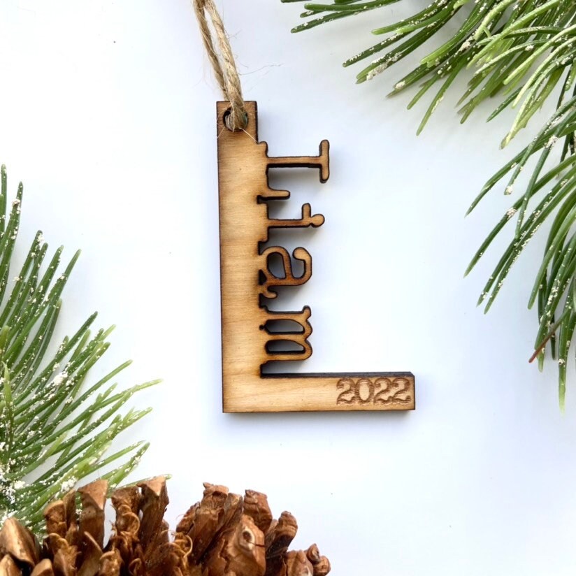 Initial With Name Ornament - Silas - Engraved Birch Wood - Made in USA ...