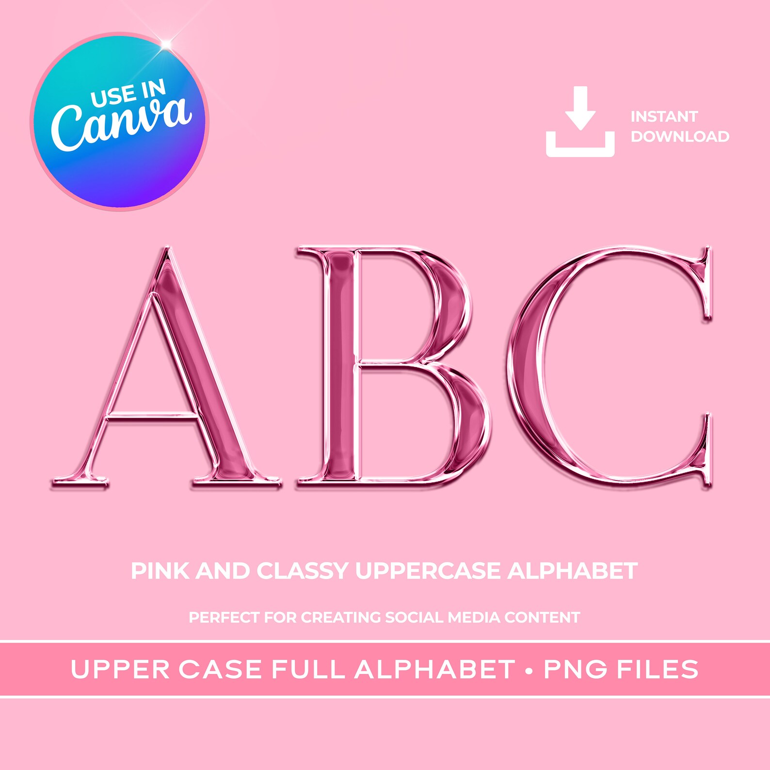 Pink Chrome Letters, Gold Clipart, Pink Uppercase Alphabet, Chrome PNG ...