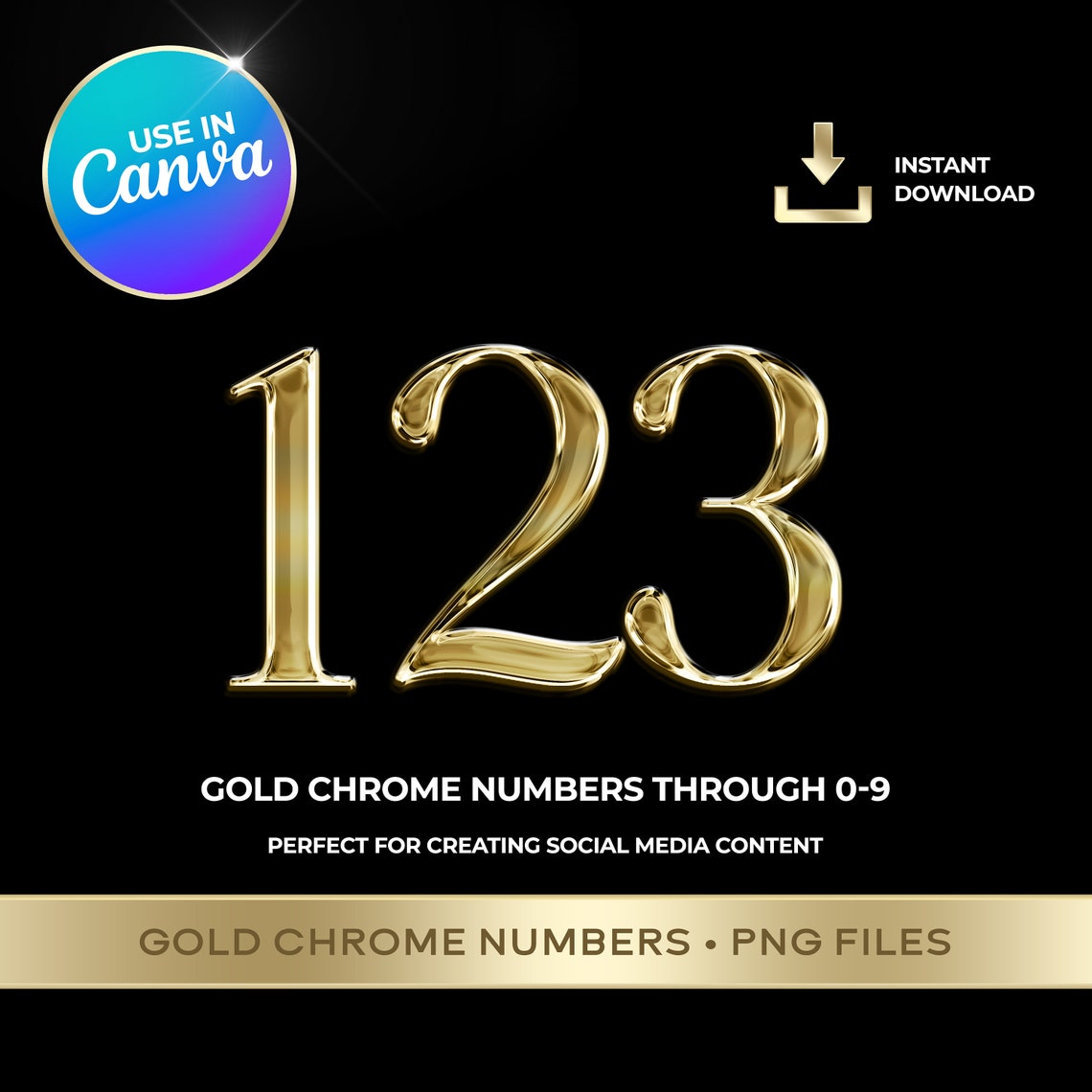 Gold Chrome Numbers 0-9, Gold Clipart, Gold Number, Chrome PNG Number ...