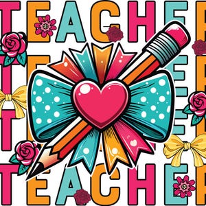 2 SVG Teacher Valentine Shirt Design, Teacher Valentine Coquette PNG ...